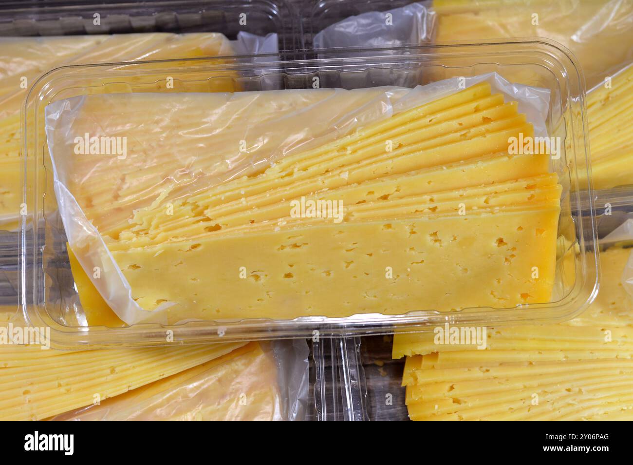 Slices of Egyptian Rumi cheese, also called gebna romiya or gebna ...