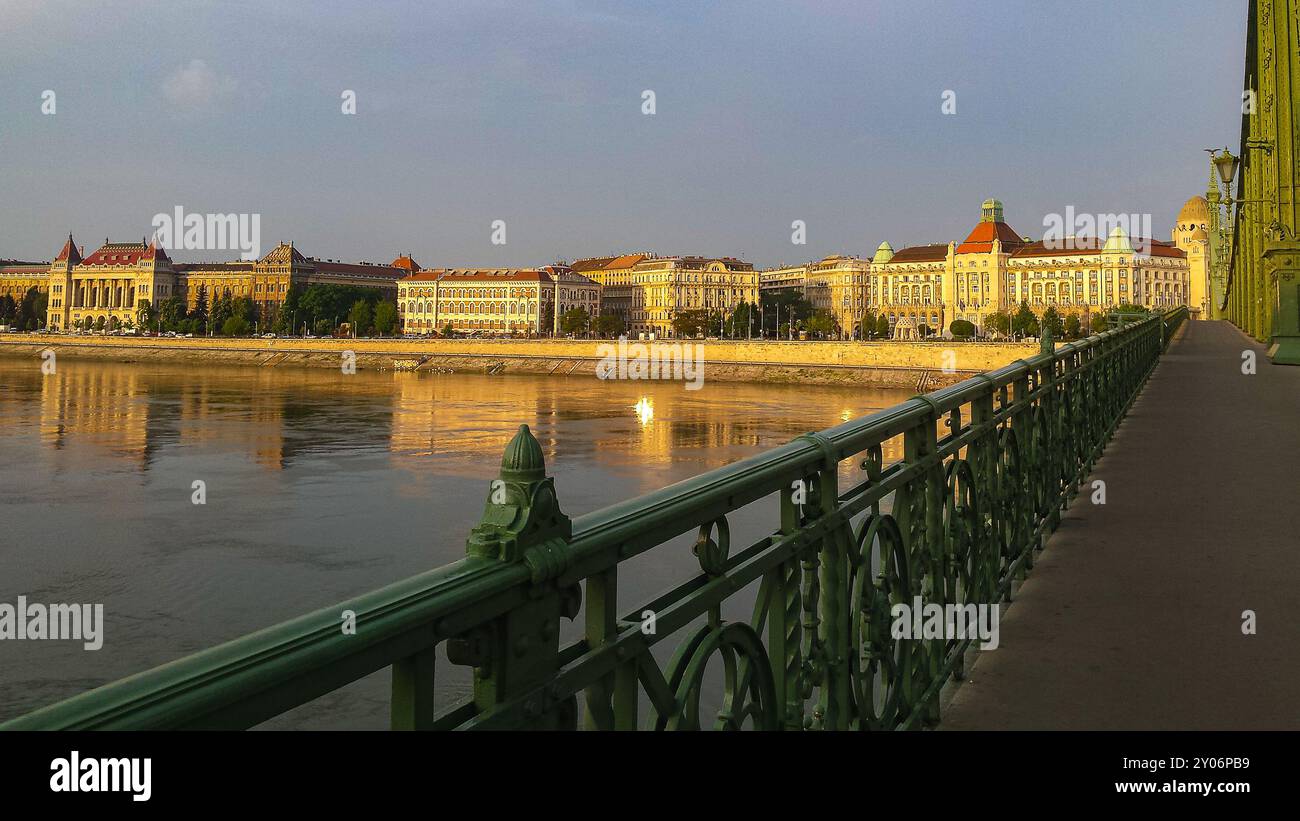 Budapest Hungary The bridge connects Buda and Pest across the River ...