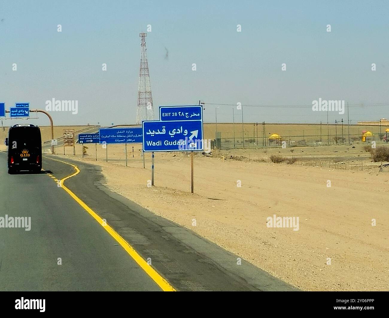 Makkah Madinah road, Saudi Arabia, June 25 2024: Wadi Gudaid side road ...