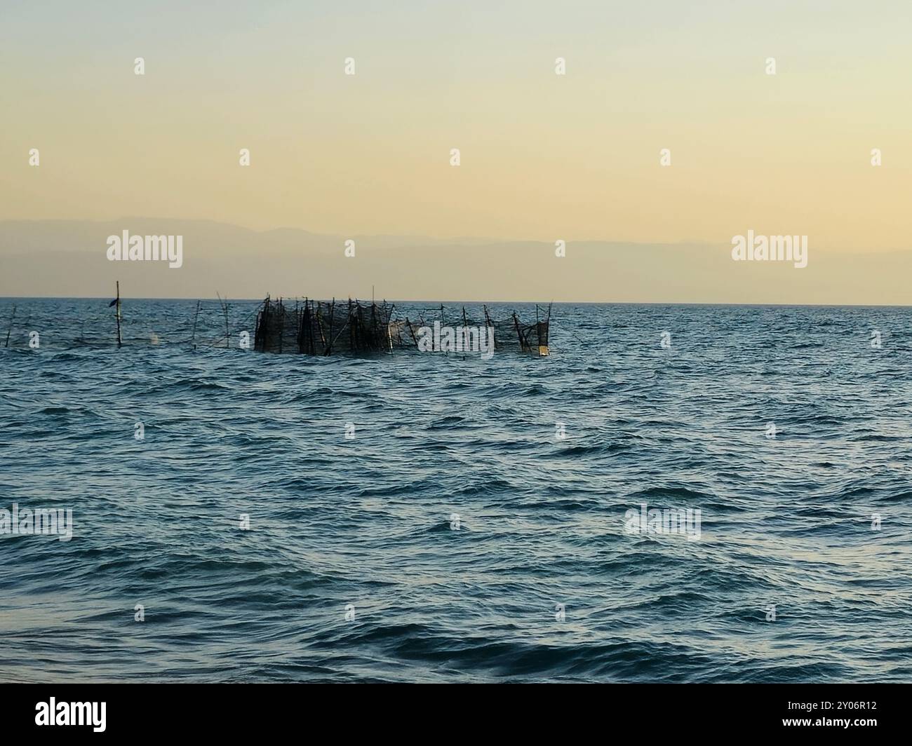 Fish traps inside the red sea, with wooden frames, the idea is to let ...