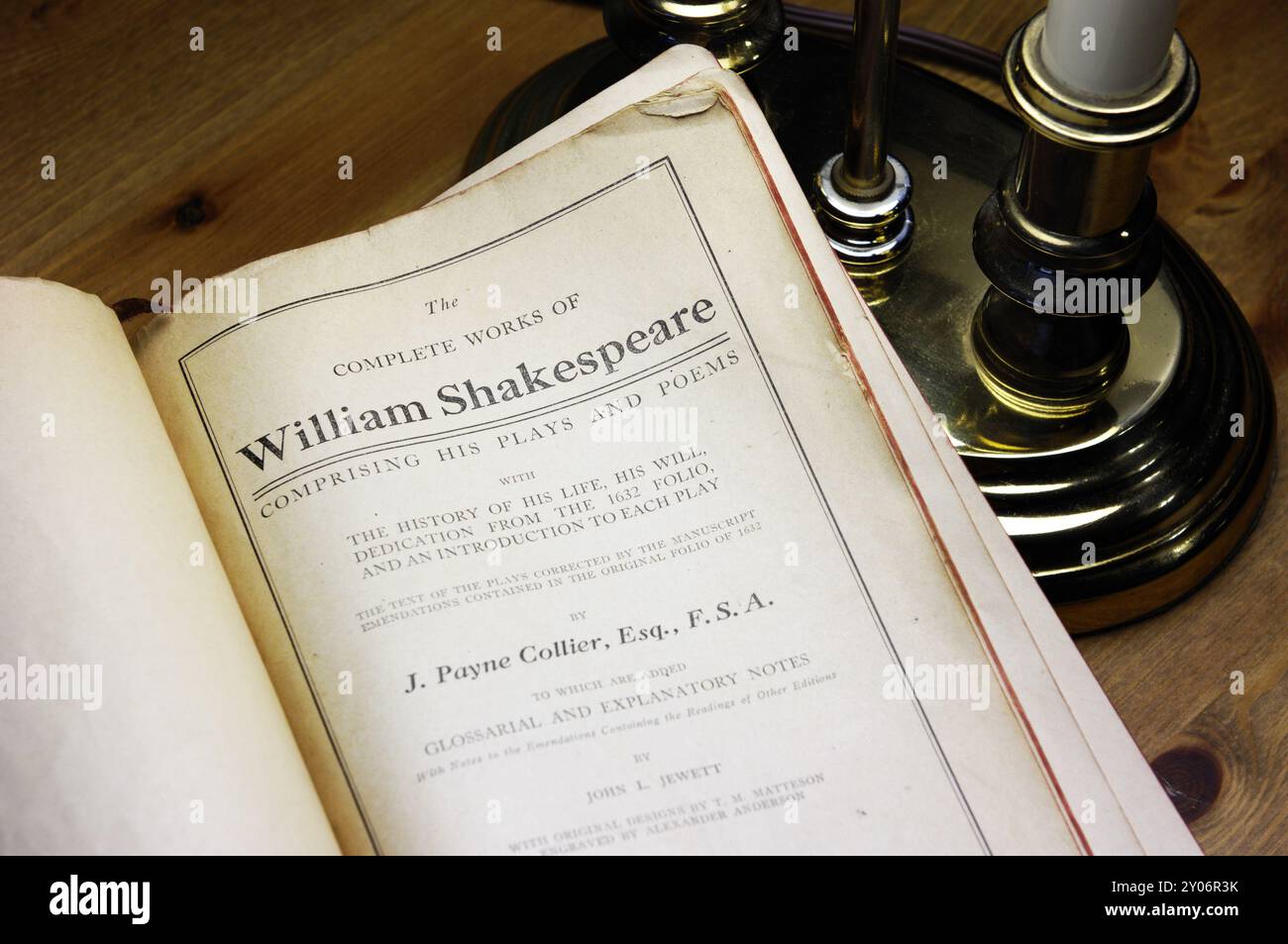 Old open book of Complete works of William Shakespeare published in ...