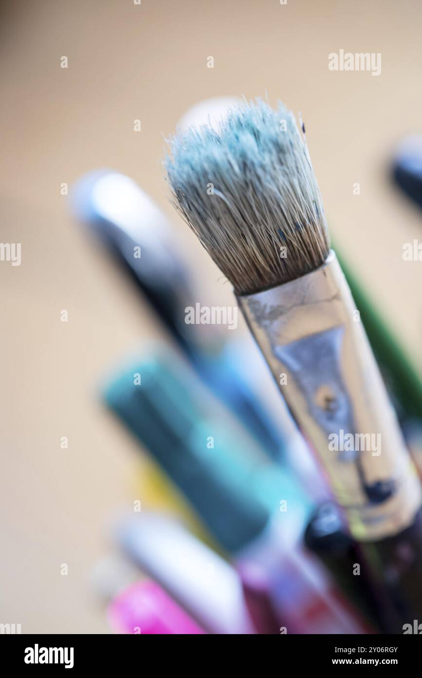 Artist paint brush on creative background. Painting therapy Stock Photo ...