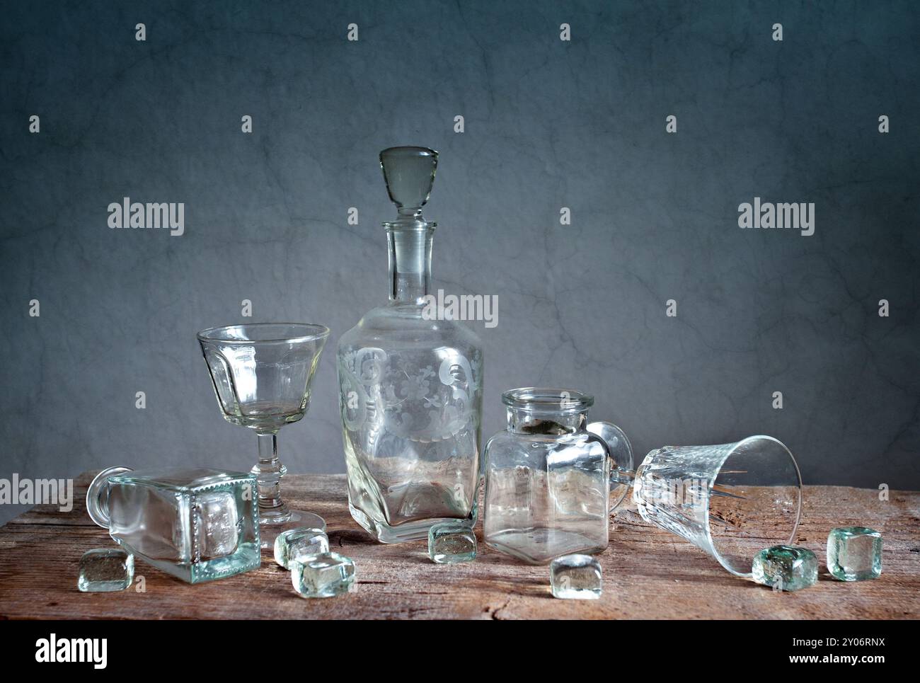 Still life with various glass containers Stock Photo - Alamy