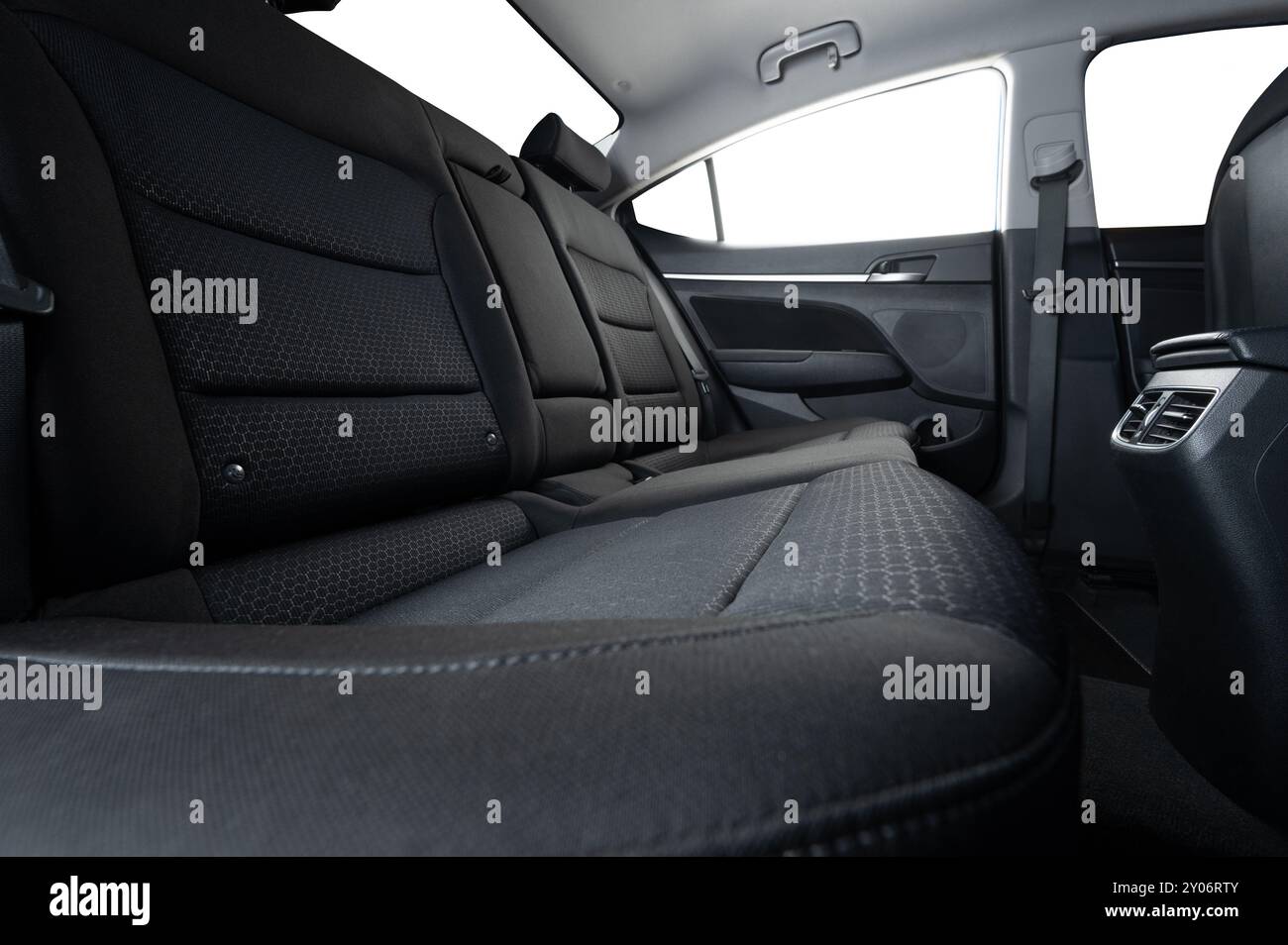 Empty back car cabin with clean chair and isolated windows Stock Photo ...