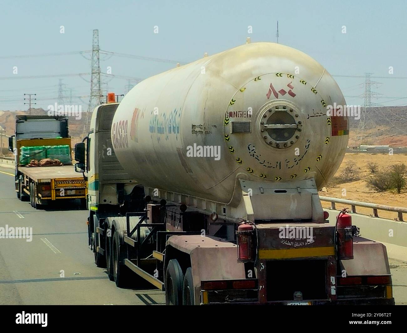 Makkah Madinah road, Saudi Arabia, June 25 2024: A big truck lorry with ...