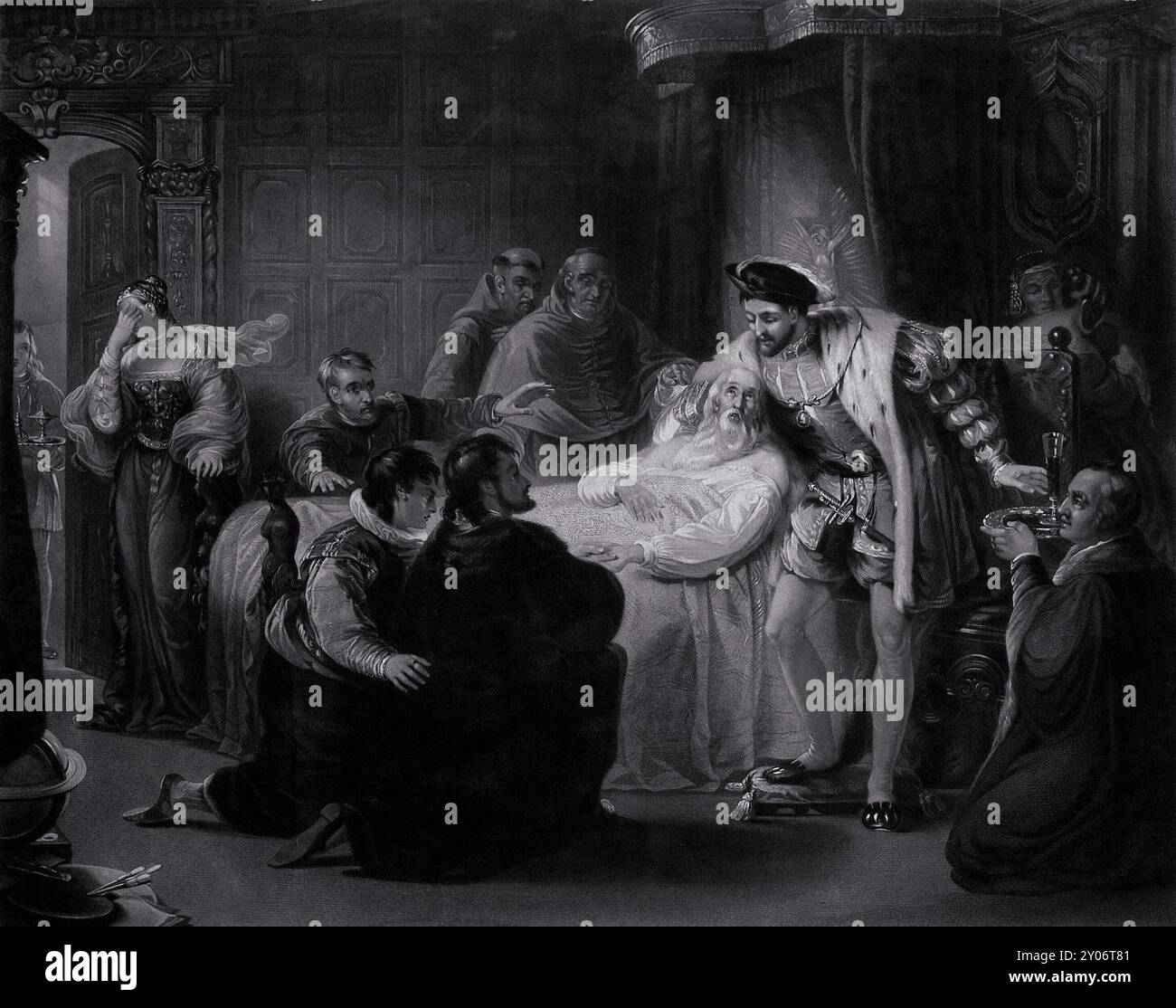 Leonardo da Vinci on his deathbed, at Cloux in 1519, with François I ...