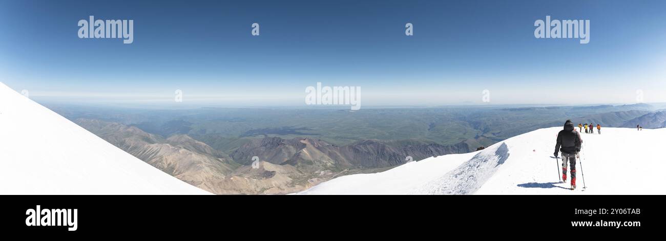 Panorama of the North Caucasus with the participation of tourists ...