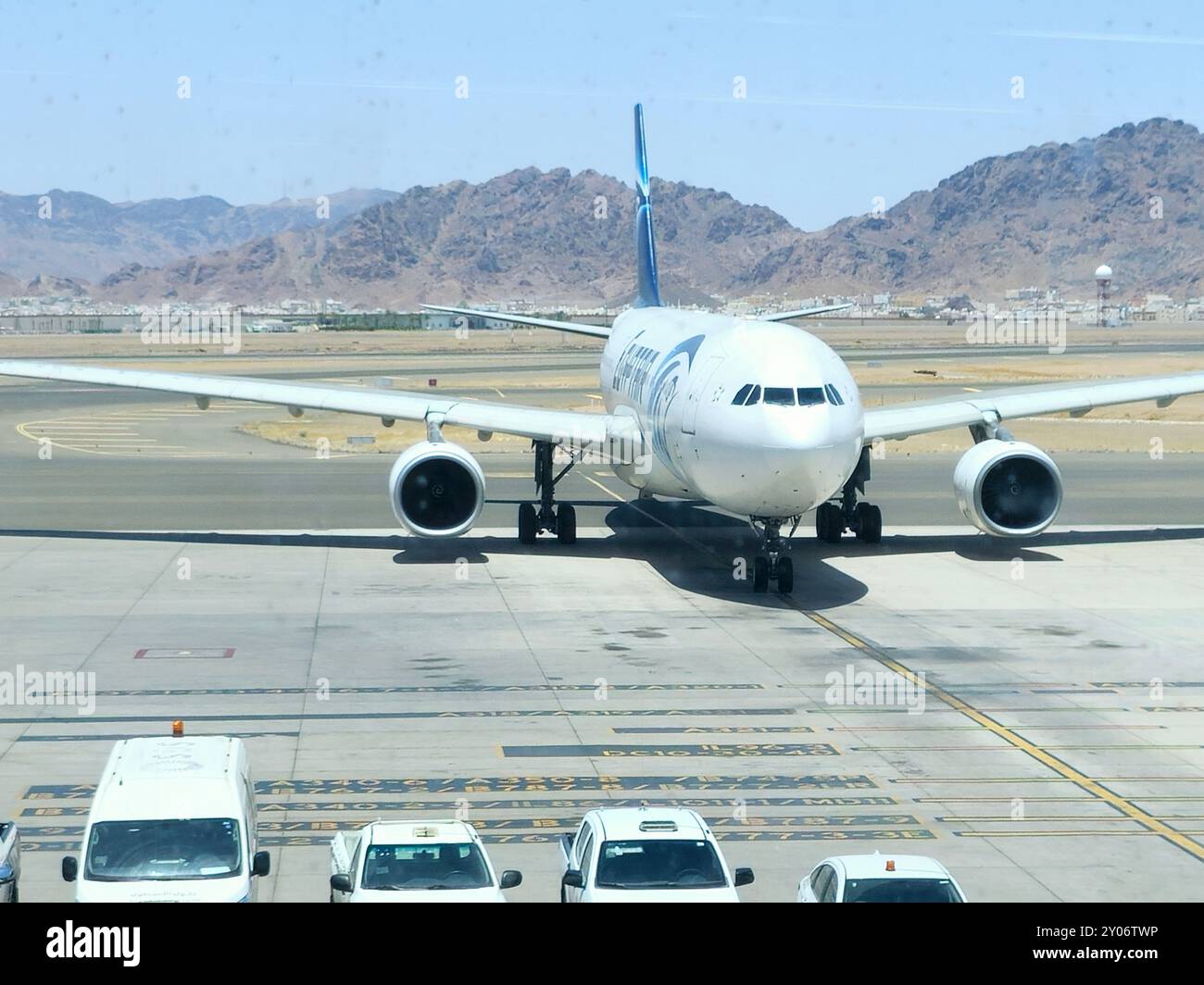Medina, Saudi Arabia, June 29 2024: Egypt Air plane in Prince Mohammad Bin AbdulAziz ...