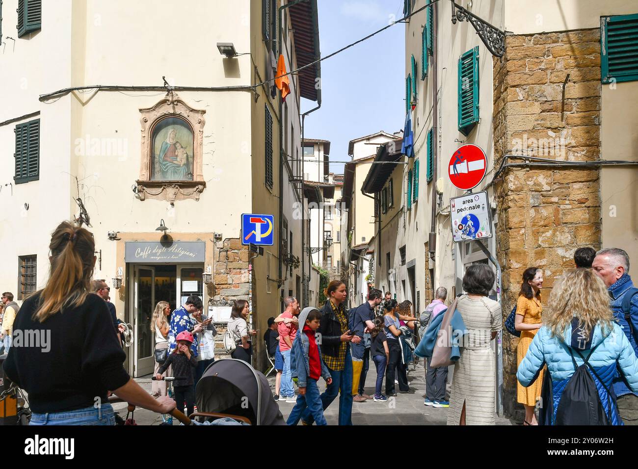 Piazza della Passera corner Via Toscanella crowded with people on ...