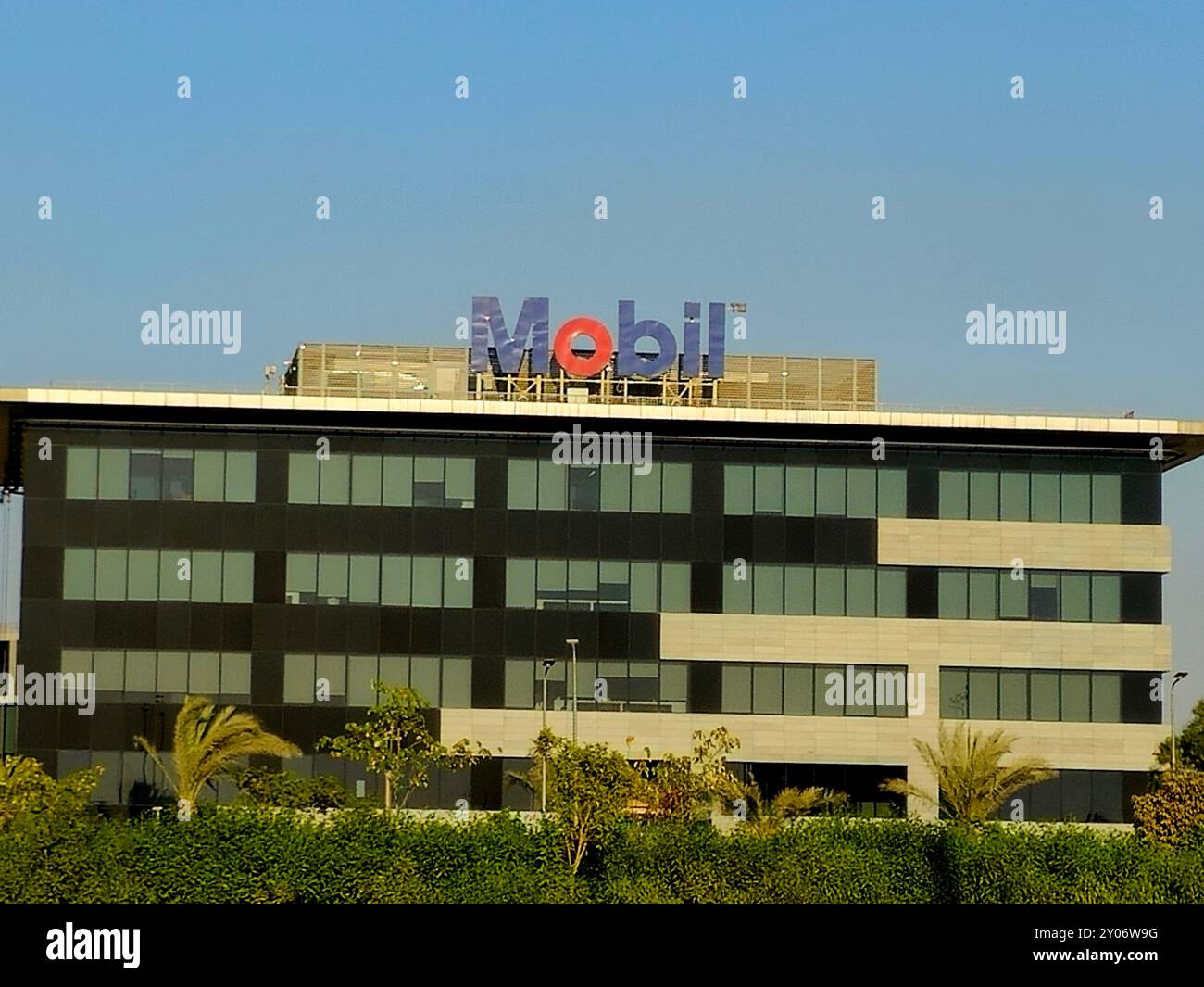 Cairo, Egypt, August 9 2024: Mobil Egypt, a petroleum brand owned ...
