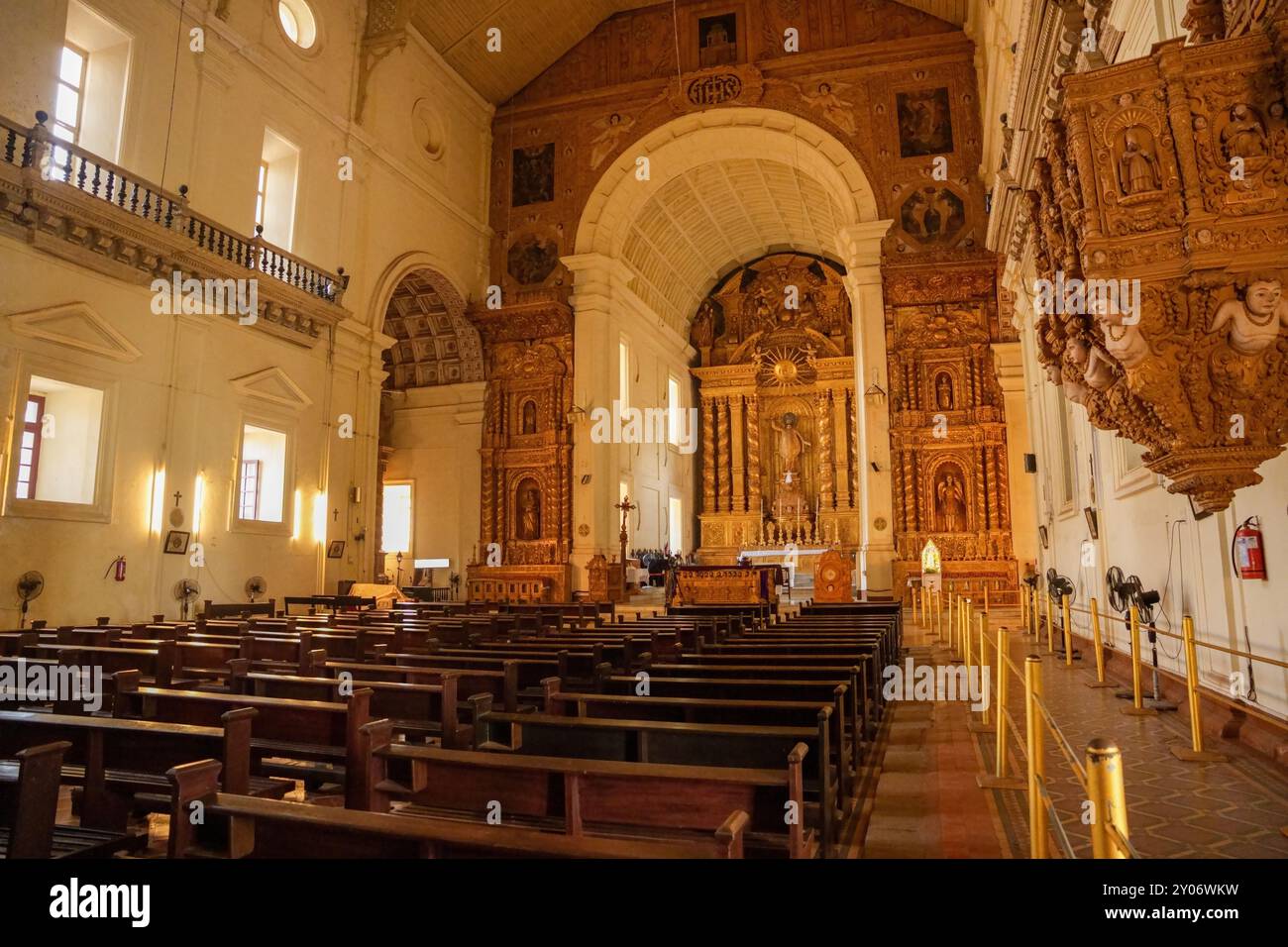 Old GOA, India - February 27, 2024: The main hall in the Catholic ...