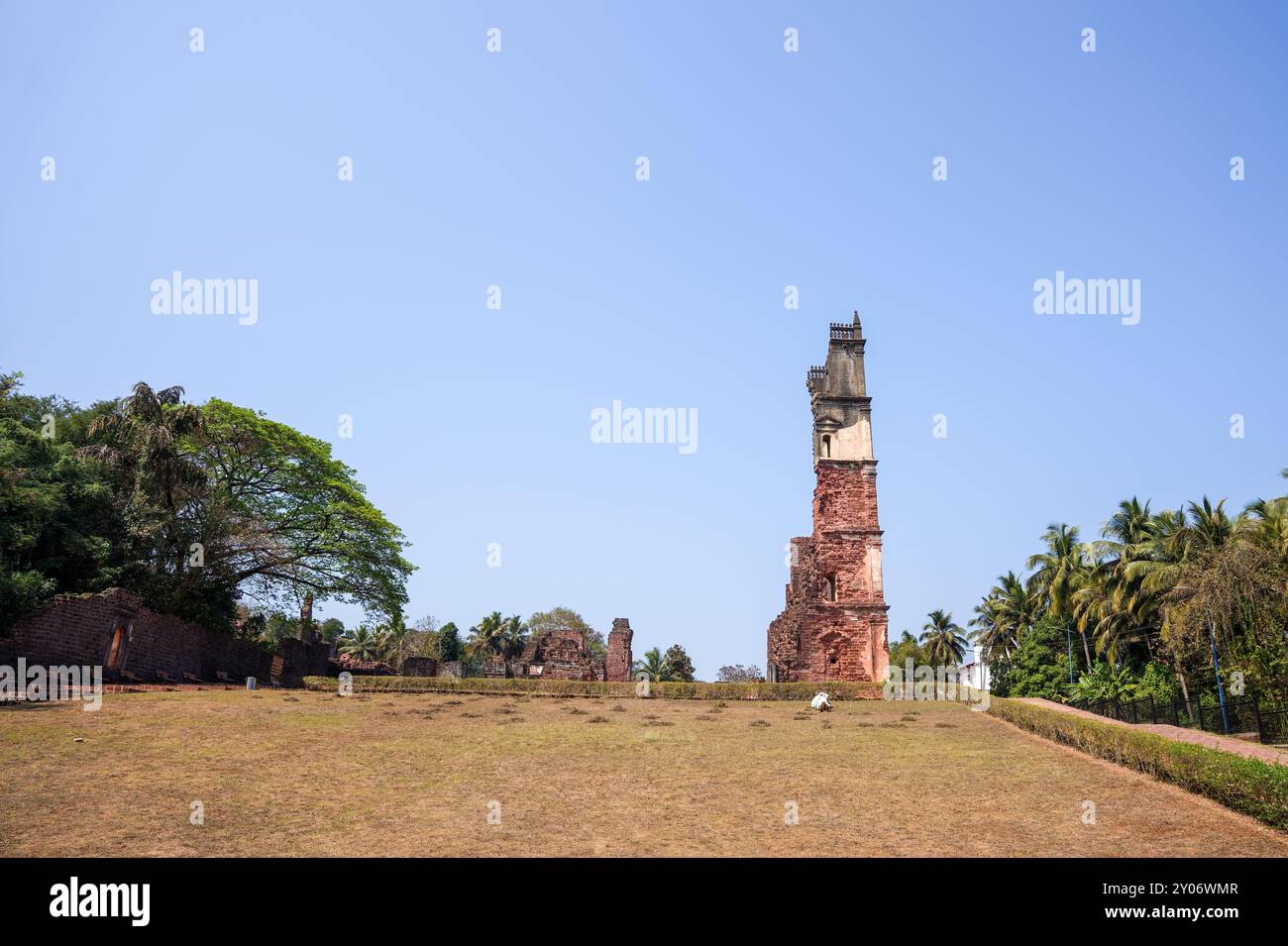 Old GOA, India - February 27, 2024: The area around the tower of St ...