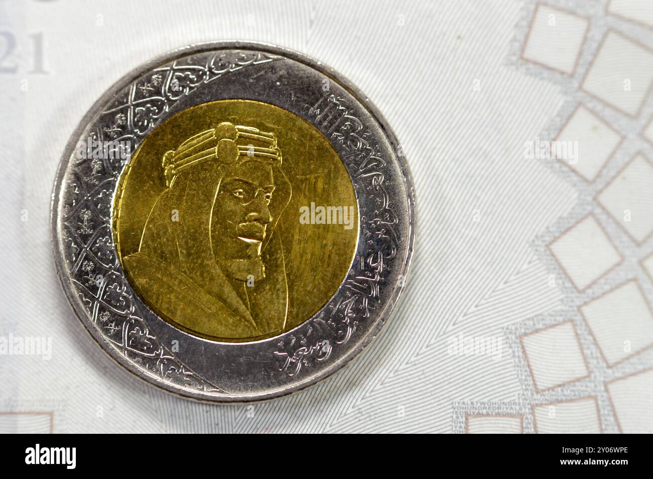 2 SAR two Saudi Arabian riyals coin, with Portrait of the founder of ...