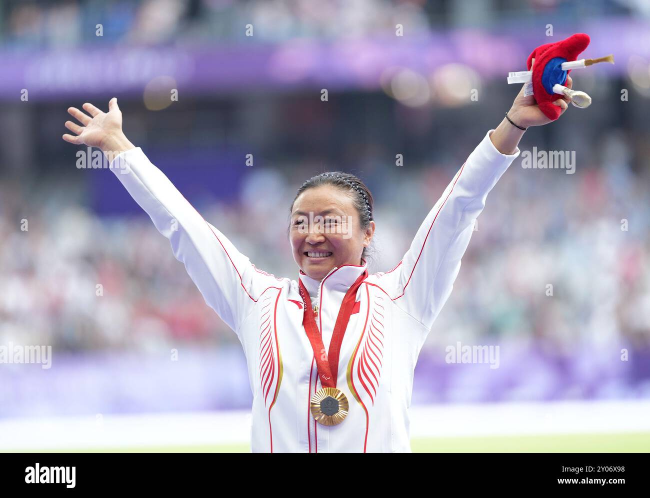 Paris, France. 1st Sep, 2024. Gold medalist Yang Yue of China ...