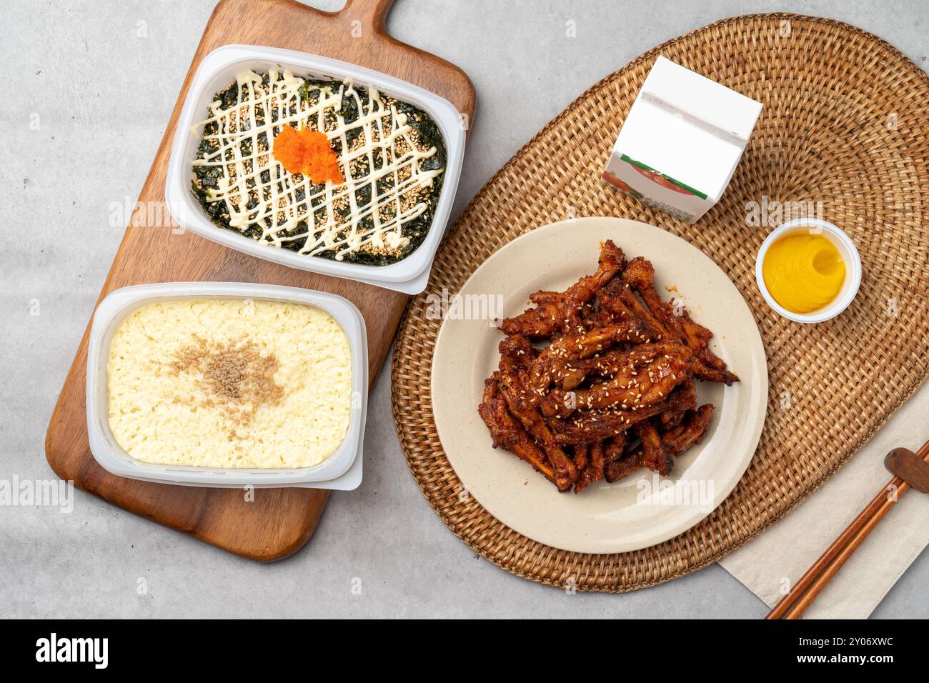 Korean food, chicken feet, boneless, spicy, soup, steamed eggs, flying ...
