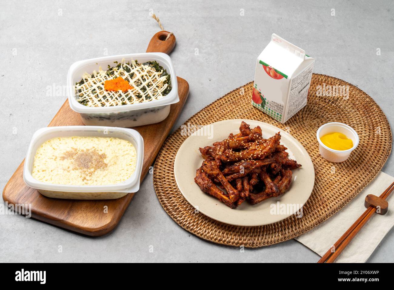 Korean food, chicken feet, boneless, spicy, soup, steamed eggs, flying ...