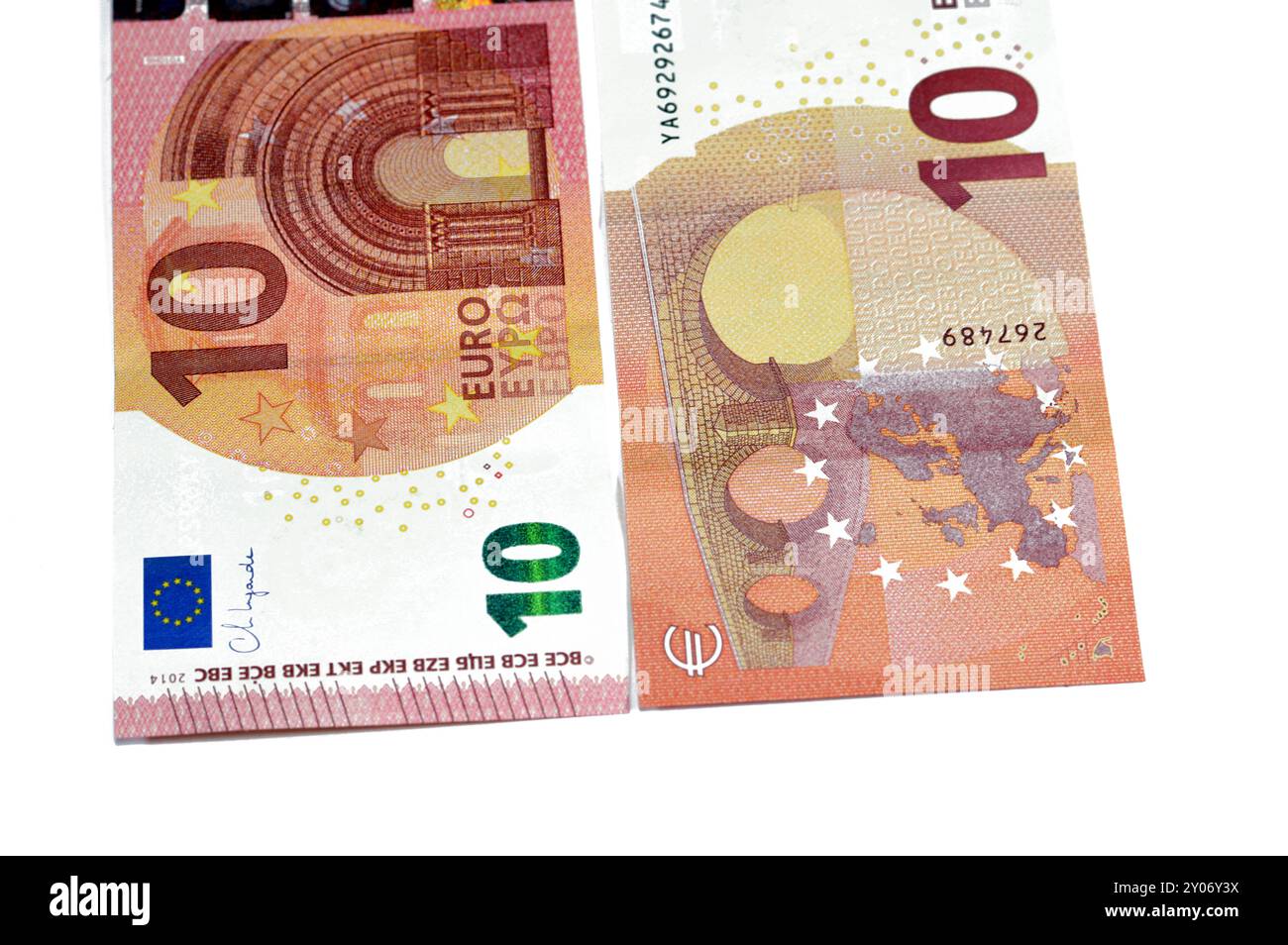 10 ten Euro bill banknote, the currency of the European Union with ...