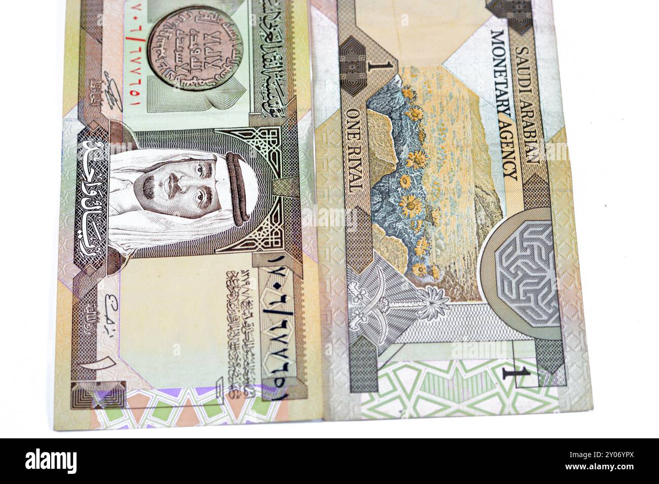 an old Saudi Arabia banknote bill, one 1 Riyal SAR features Fahd bin ...