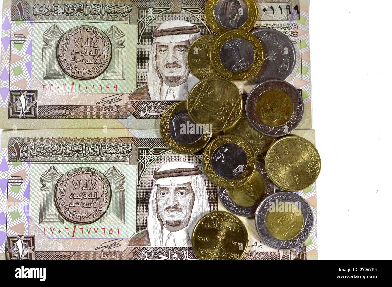 an old Saudi Arabia banknote bill, one 1 Riyal SAR features Fahd bin ...