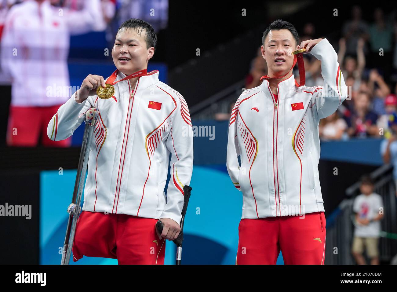 Paris, France. 1st Sep, 2024. Gold medalists Liao Keli (R)/Yan Shuo of ...