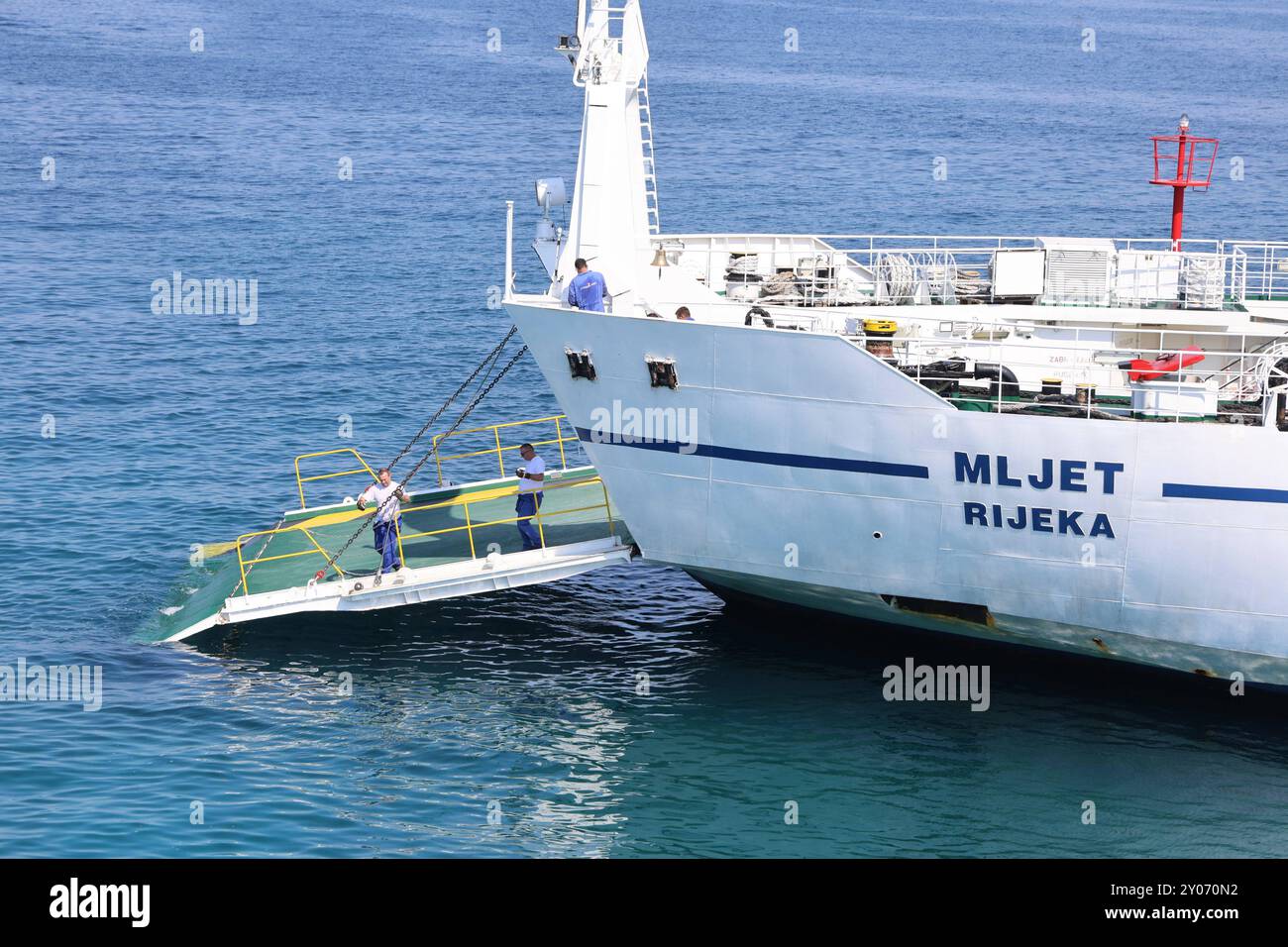Supetar, Brac, 010924. Ramp uf ferry Mljet which collapsed last night ...