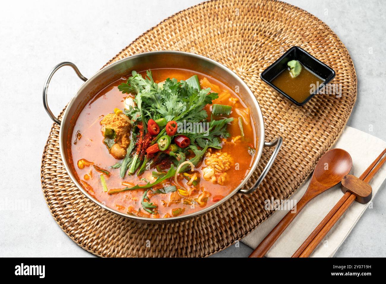 Korean food, fish, shrimp pancake, sea snail, seasoned noodles, soy ...