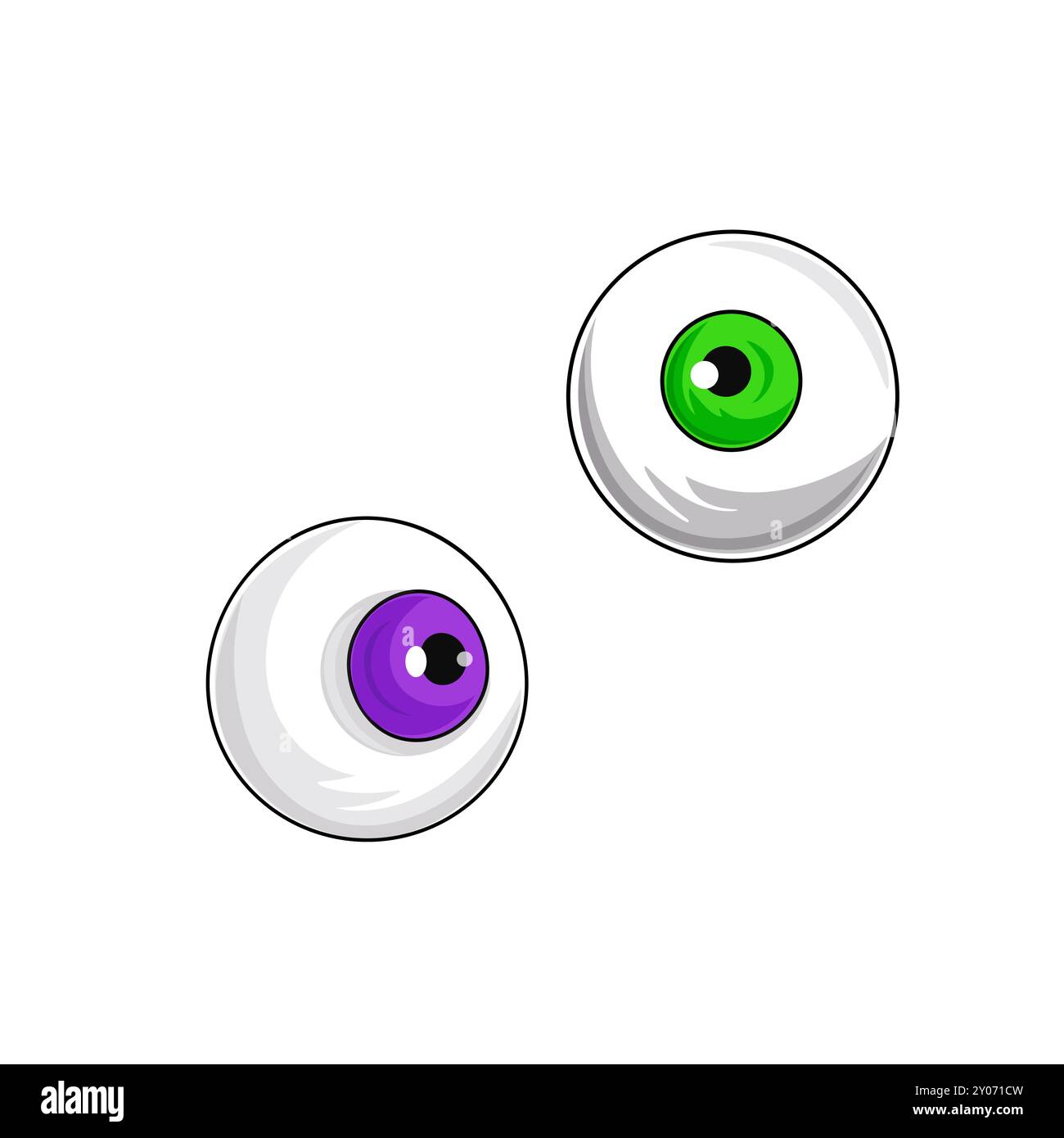 Halloween human eyes in cartoon style. Single blue and green eyeballs ...