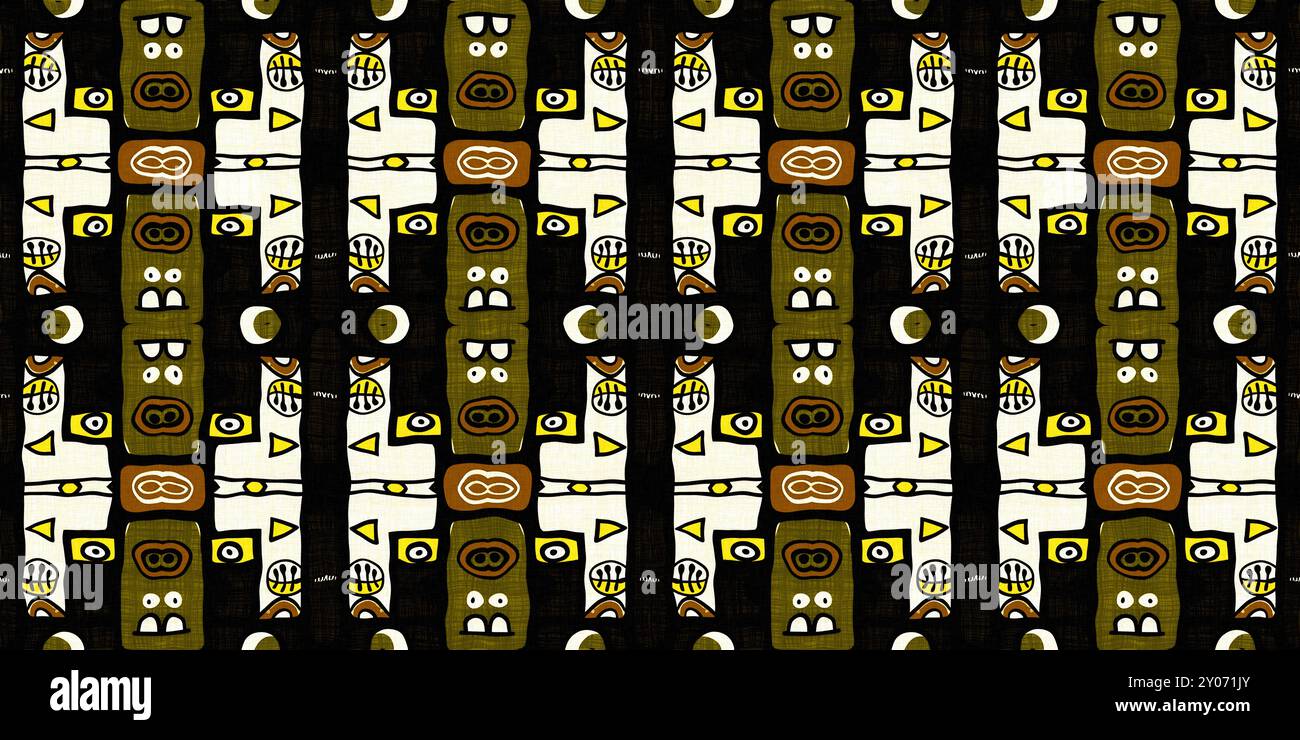 Modern tribal shape mud cloth border effect seamless pattern. Stylized ...