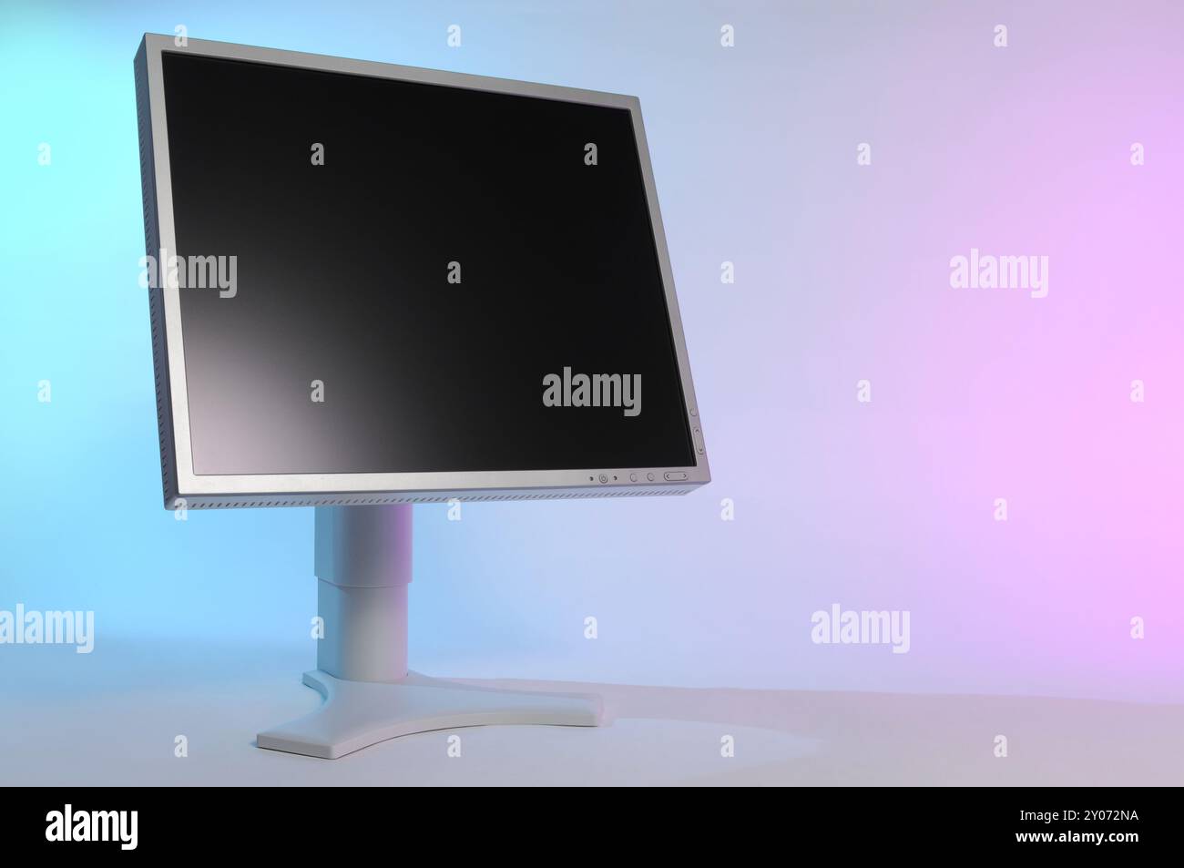 LCD computer monitor display close-up isolated on colored background ...
