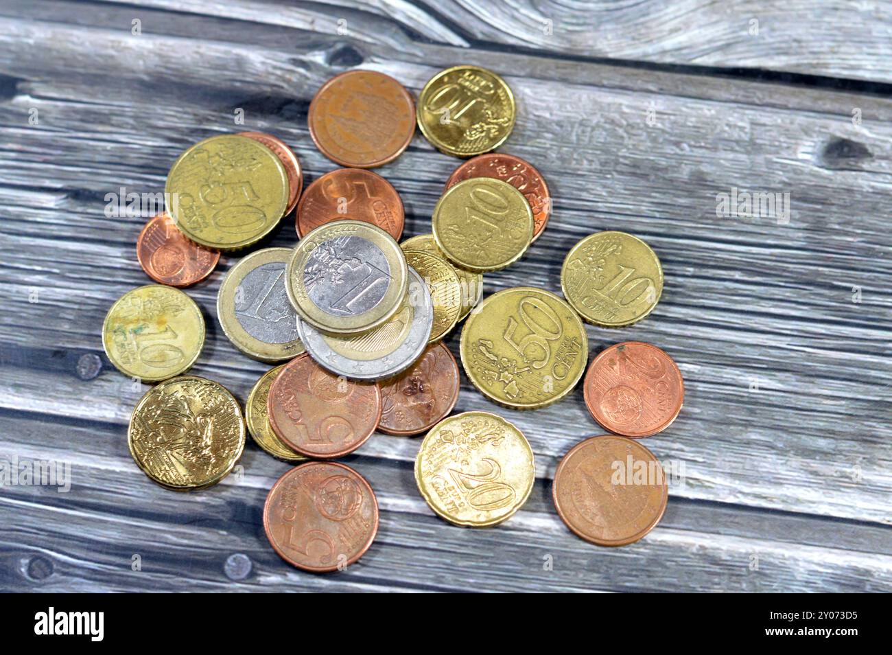 Pile of Euros and cents, background of different coins of various ...