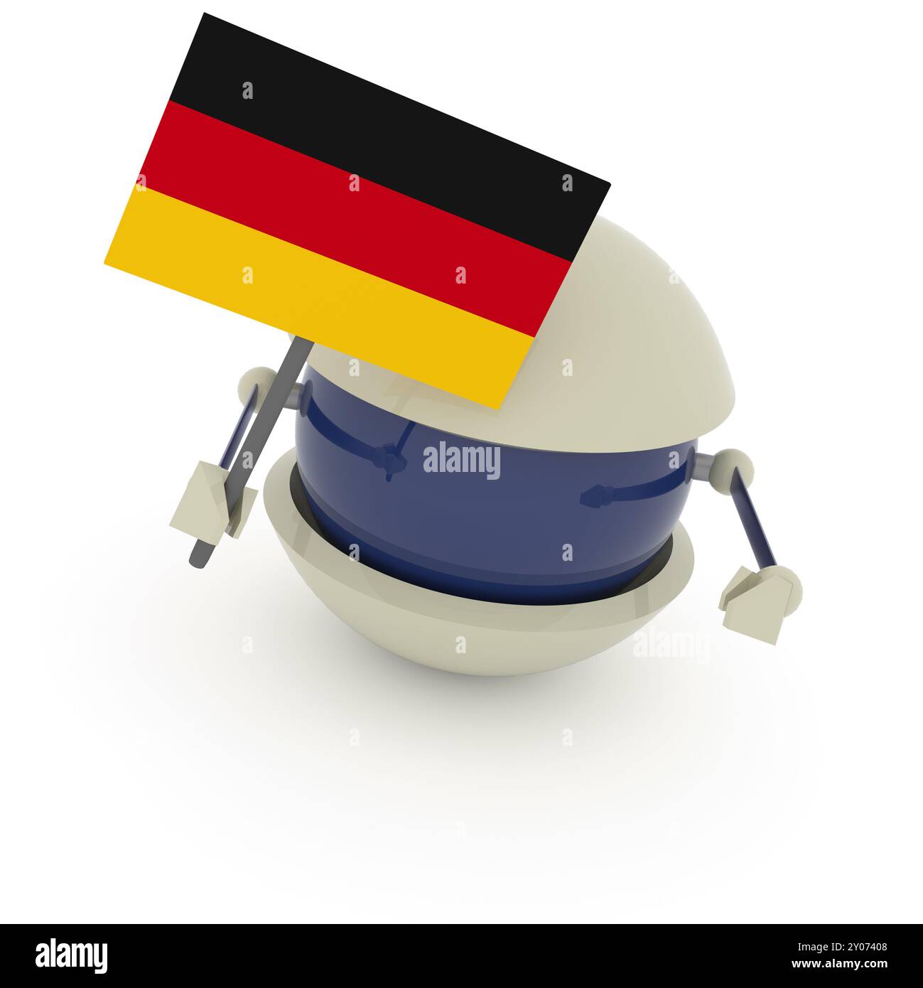 Cute robot sphere with the flag of Germany on a white background, 3d ...