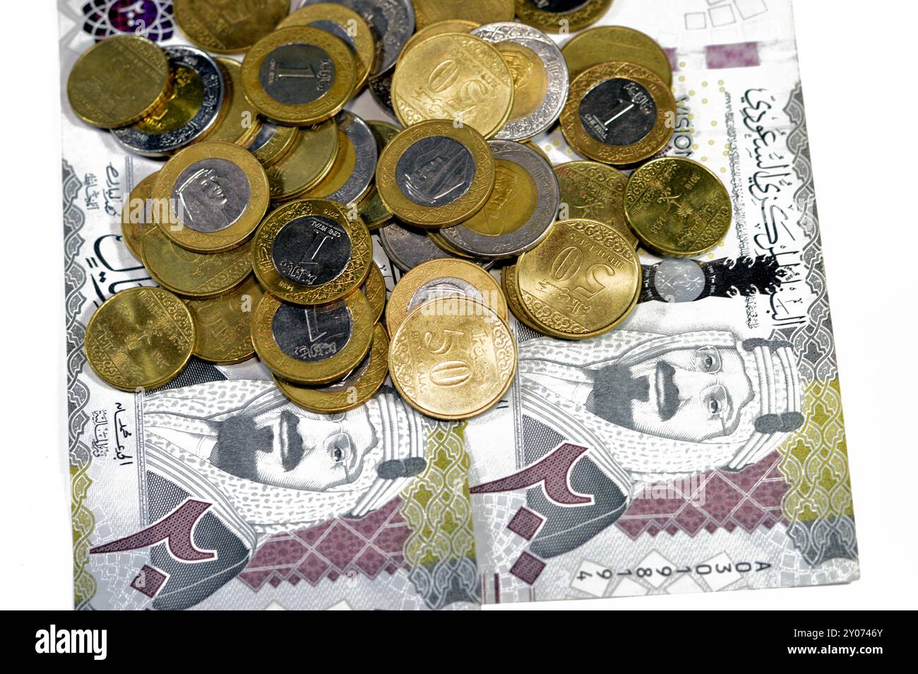 200 SAR two hundred Saudi Arabian riyals banknote, features King Abdul ...