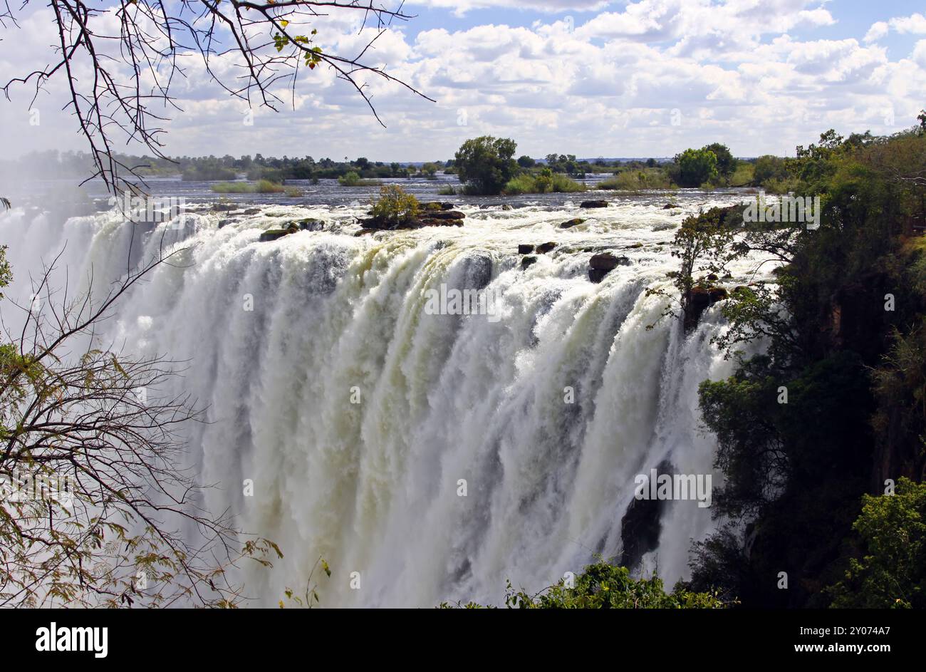 The Victoria Falls at high water on the Zambian side, the largest ...