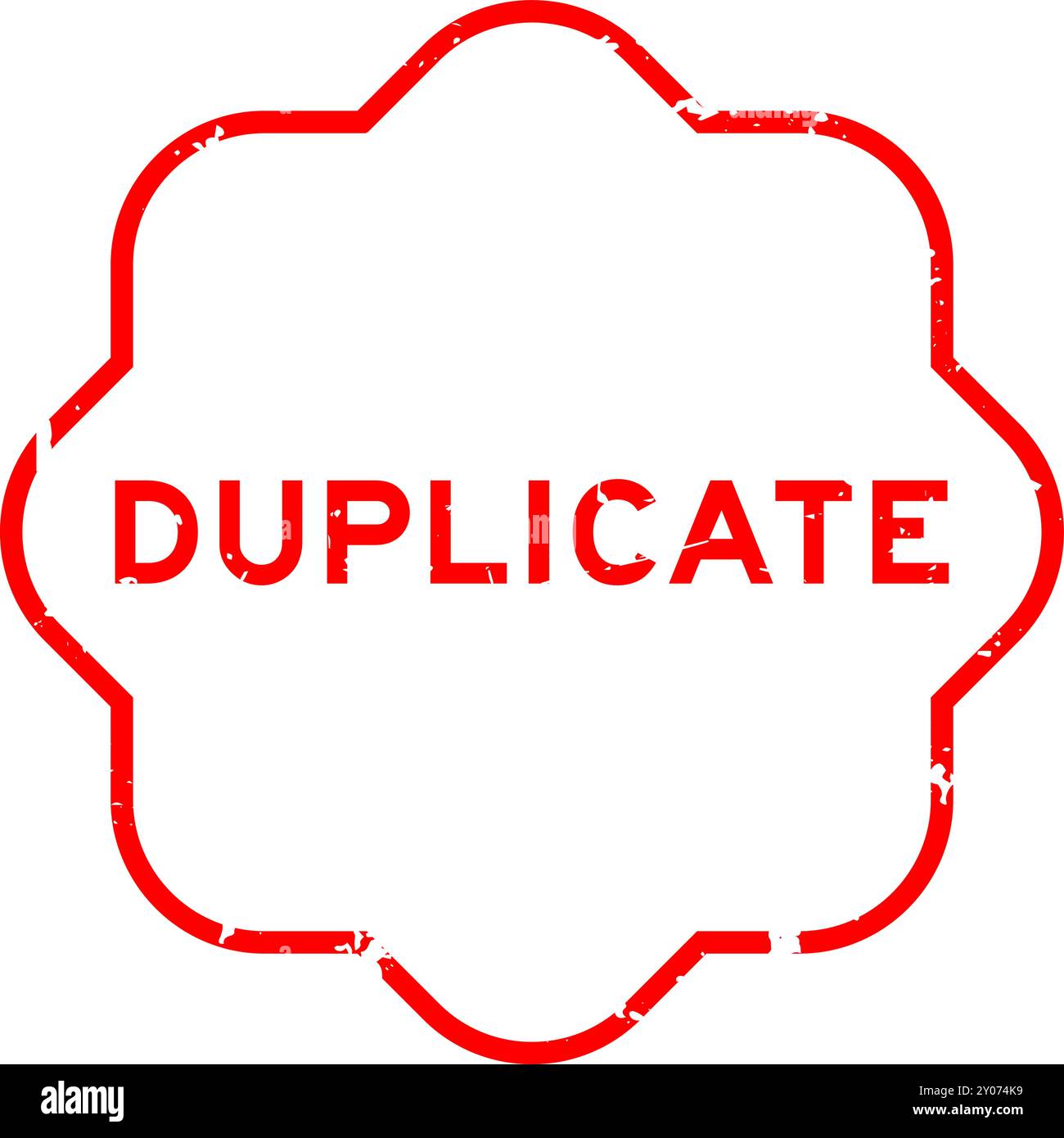 Grunge red duplicate word rubber seal stamp on white background Stock ...
