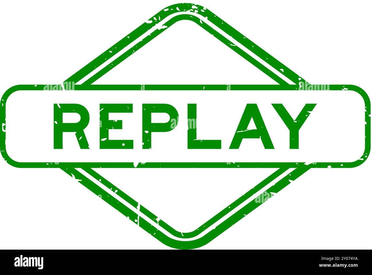 Grunge green replay word rubber seal stamp on white background Stock ...