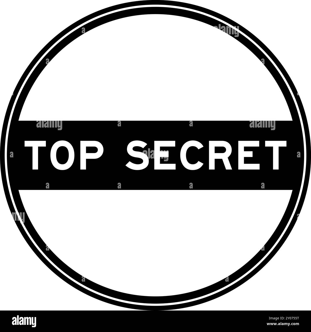 Black color round seal sticker in word top secret on white background ...