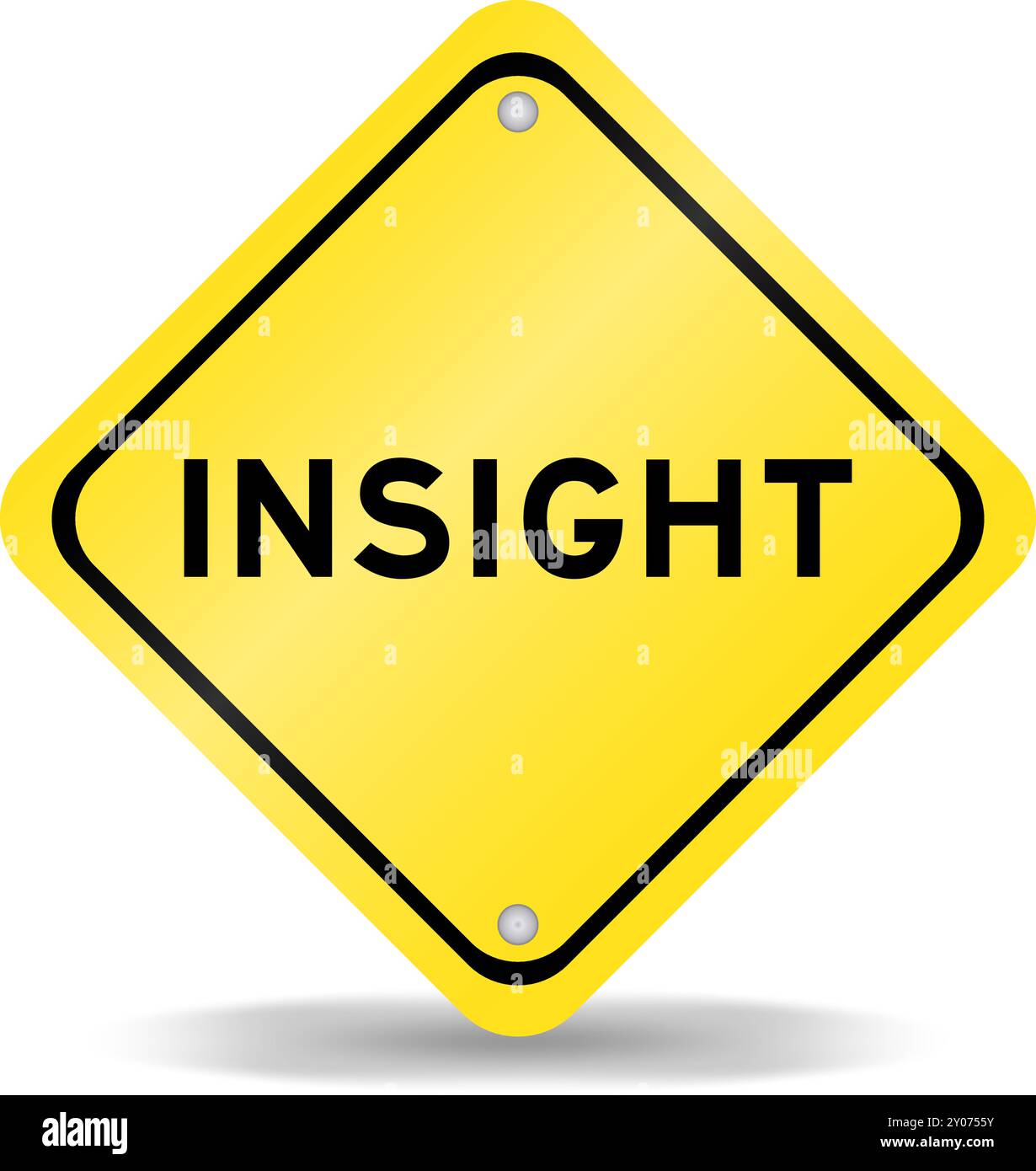 Yellow color transportation sign with word insight on white background ...