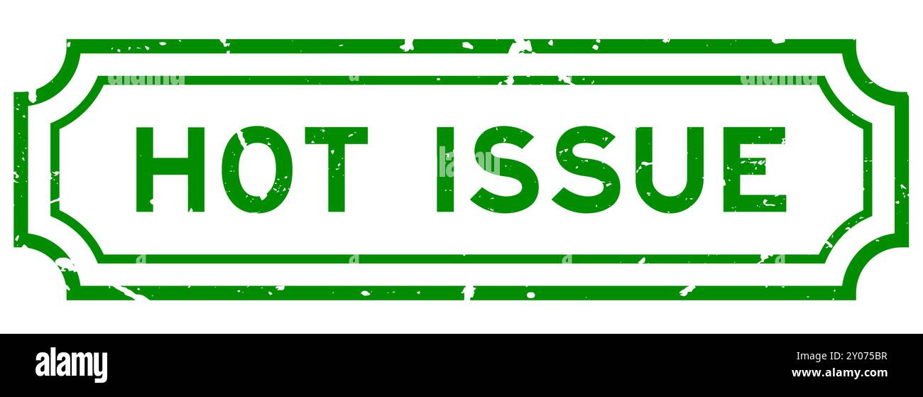Grunge green hot issue word rubber seal stamp on white background Stock ...