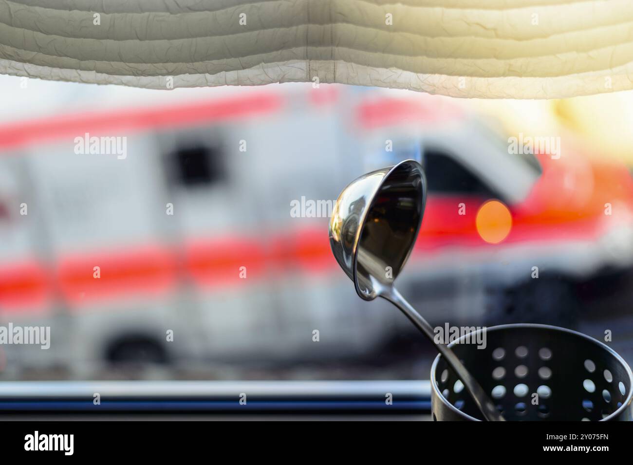 Ambulance service ambulance parked on the street in a residential area ...