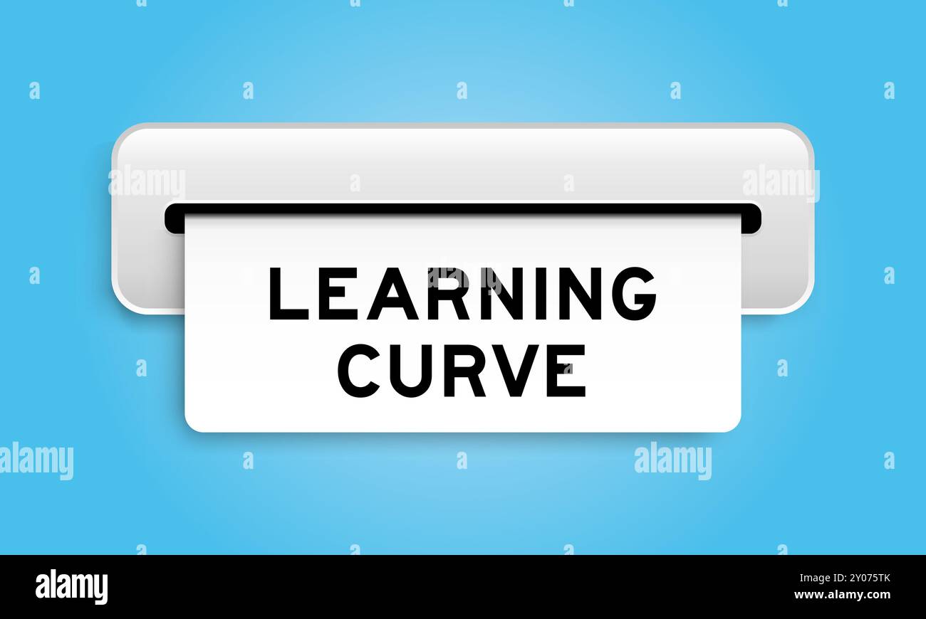 White coupon banner with word learning curve from machine on blue color ...