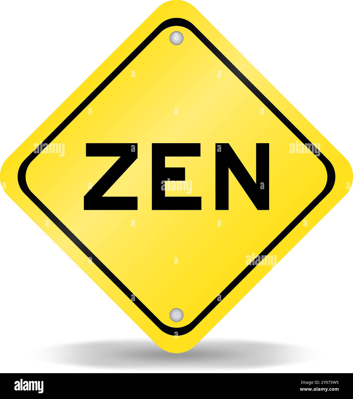 Yellow color transportation sign with word zen on white background ...
