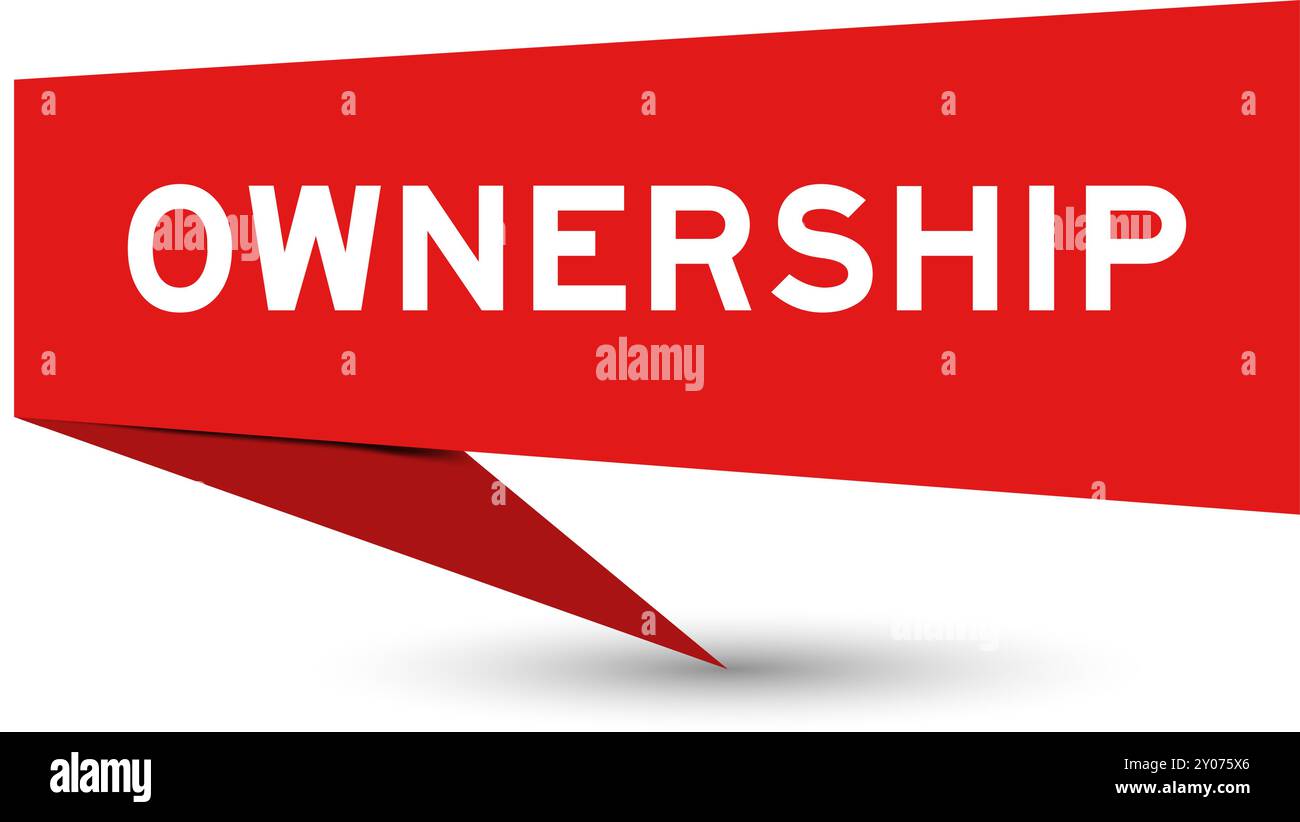 Red color speech banner with word ownership on white background Stock ...