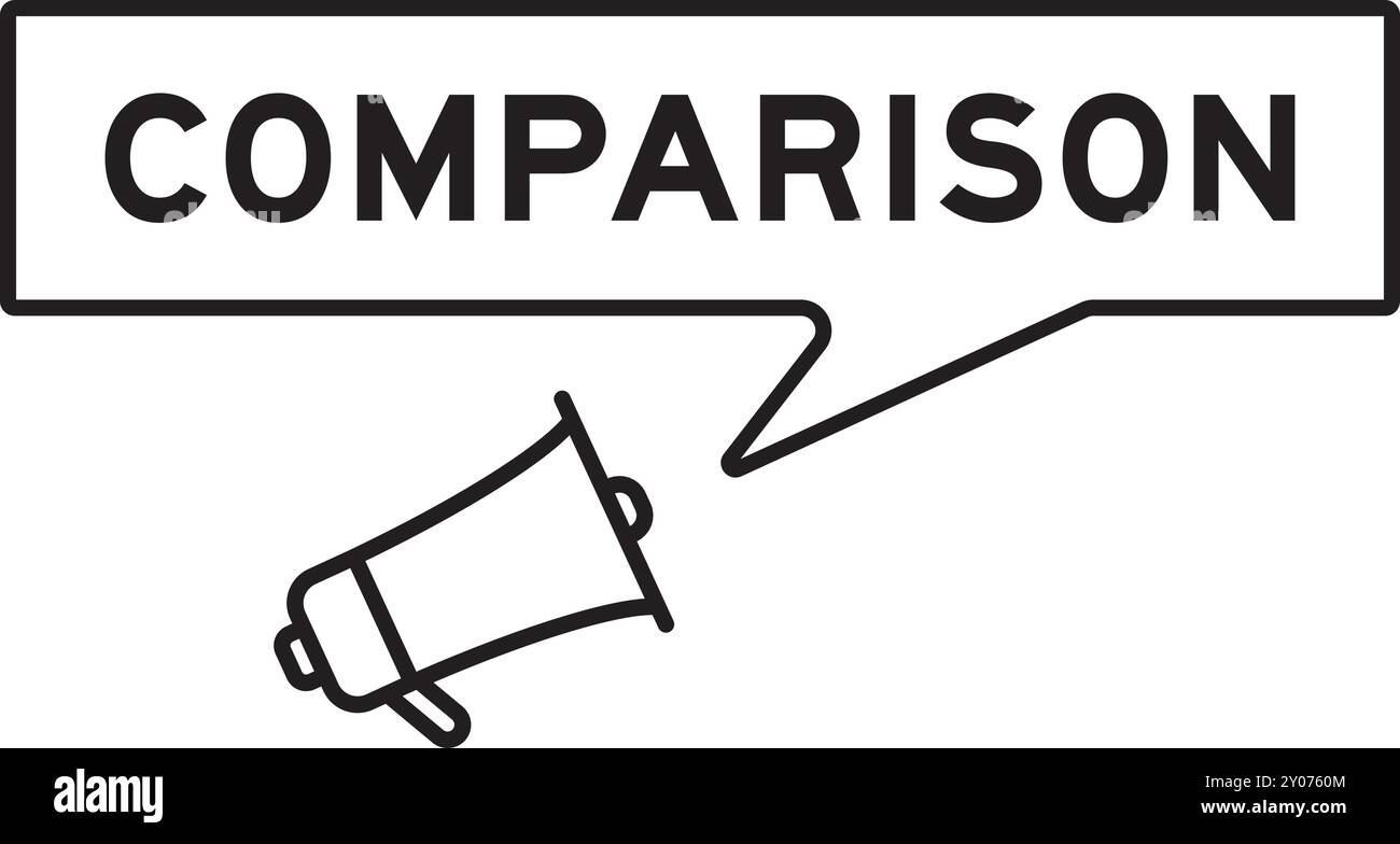 Megaphone icon with speech bubble in word comparison on white ...