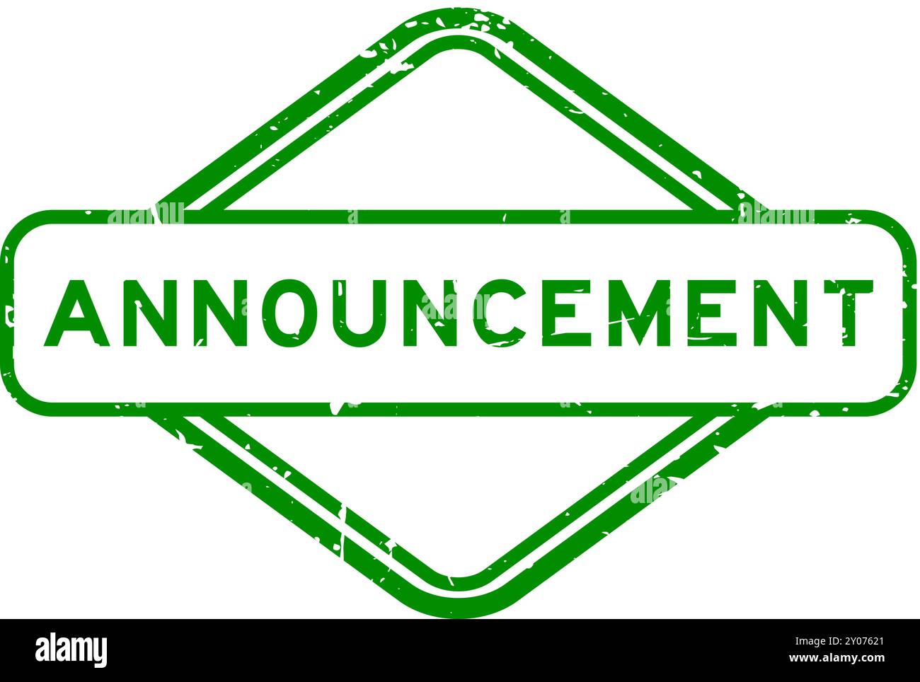 Grunge green announcement word rubber seal stamp on white background ...