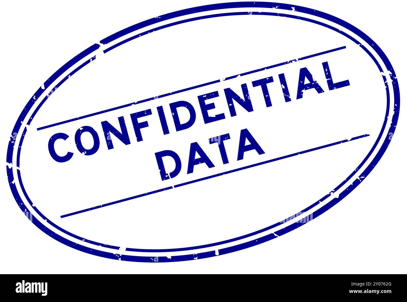 Grunge blue confidential data word oval rubber seal stamp on white ...