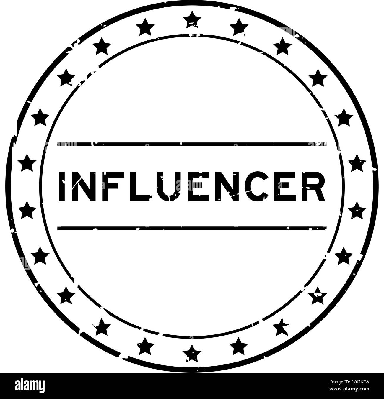 Grunge black influencer word round rubber seal stamp on white ...