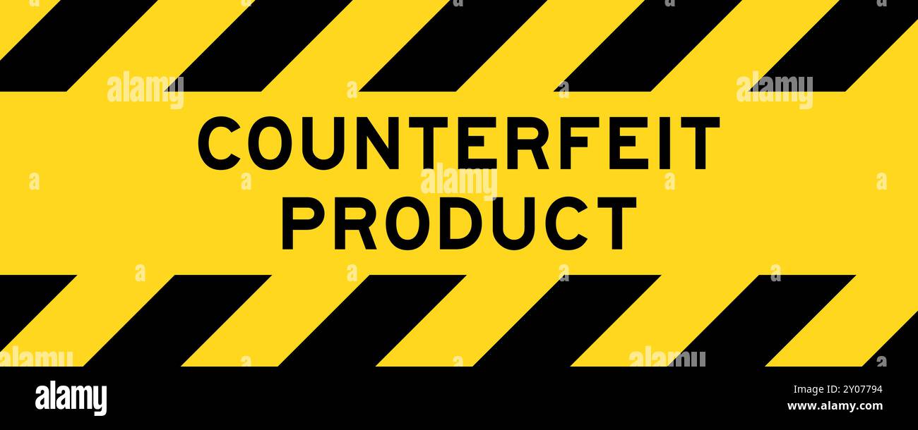 Yellow and black color with line striped label banner with word ...