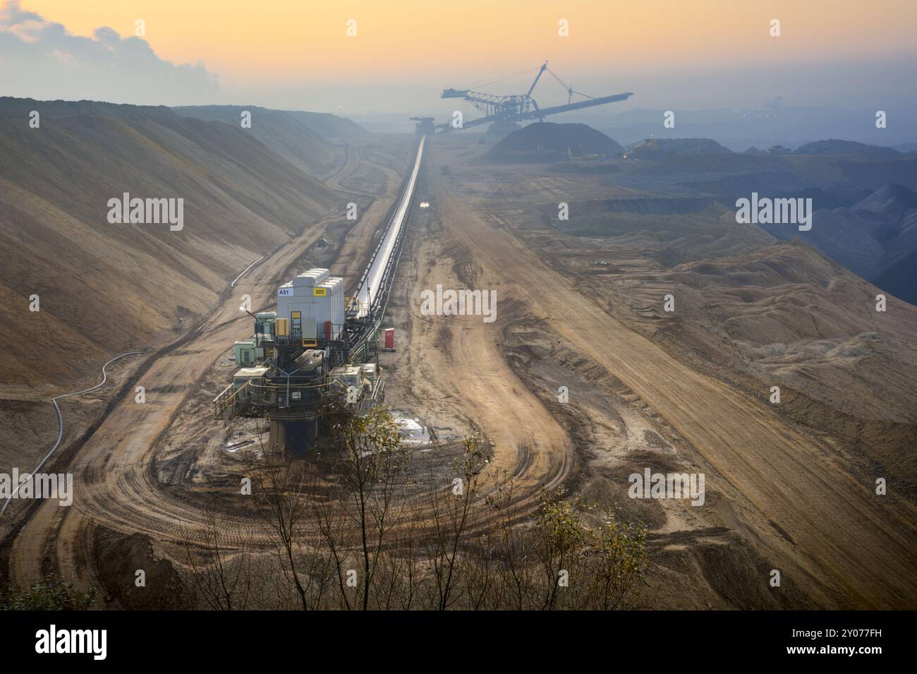 Conveyor belt and stacker in open-cast mining Stock Photo - Alamy