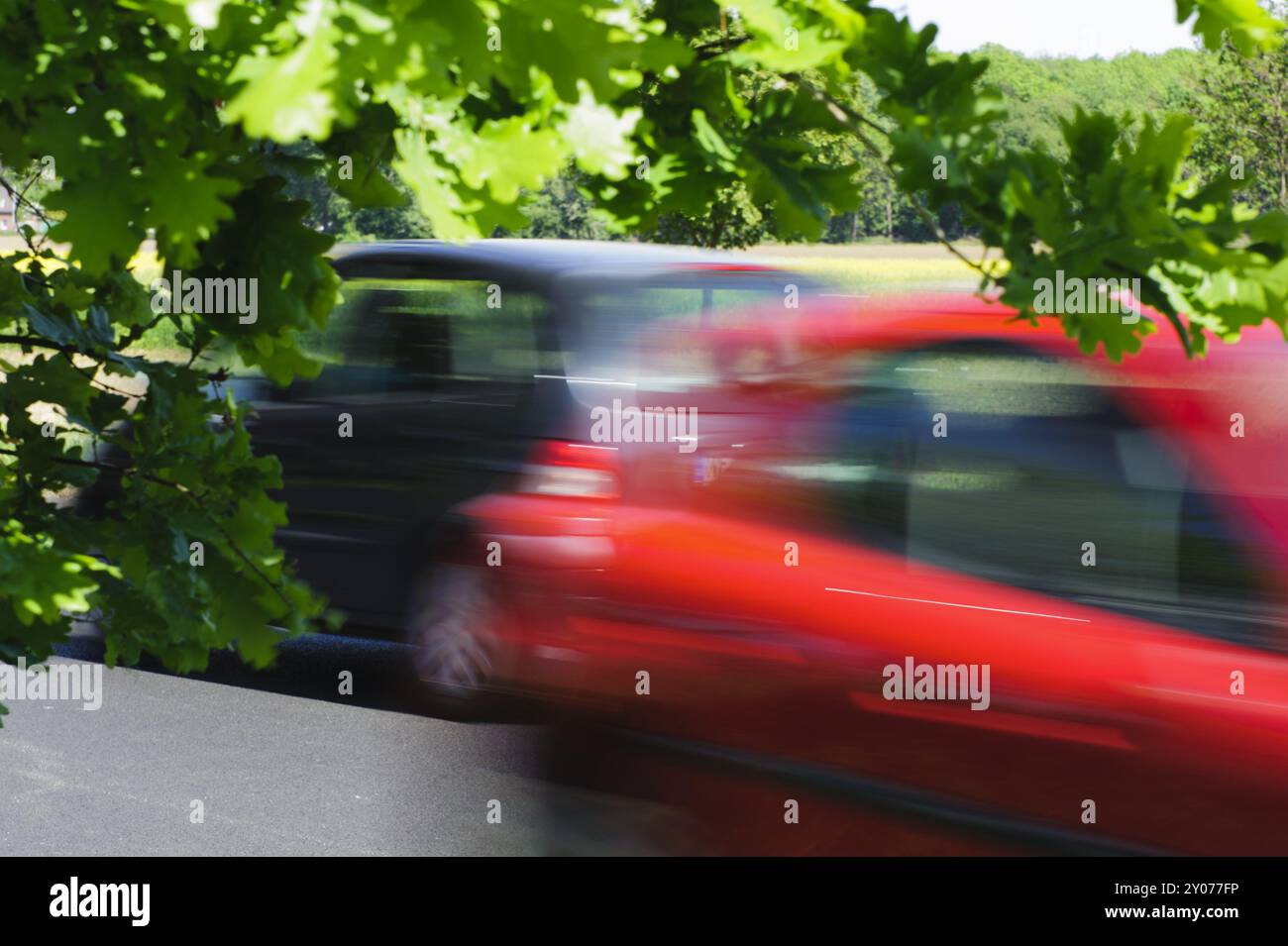 Encounter between two cars on a country road Stock Photo - Alamy