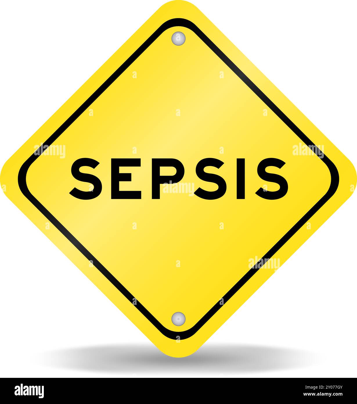 Yellow color transportation sign with word sepsis on white background ...
